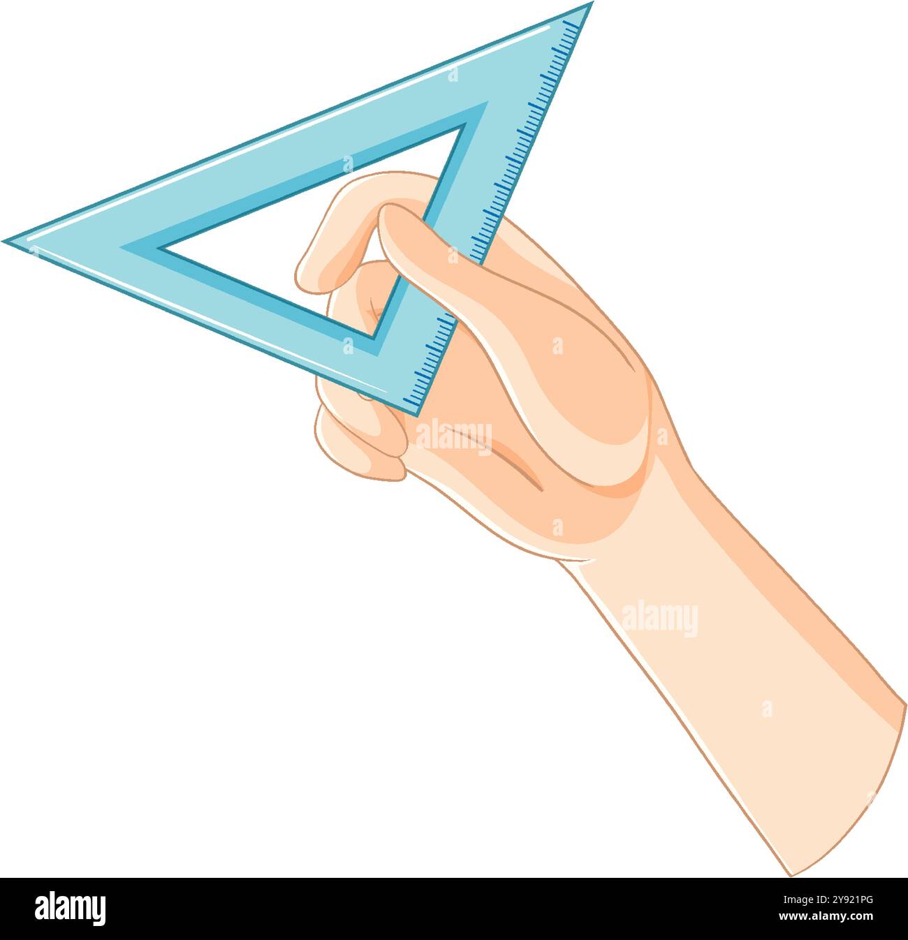 Illustration of a hand holding a triangle ruler Stock Vector Image ...