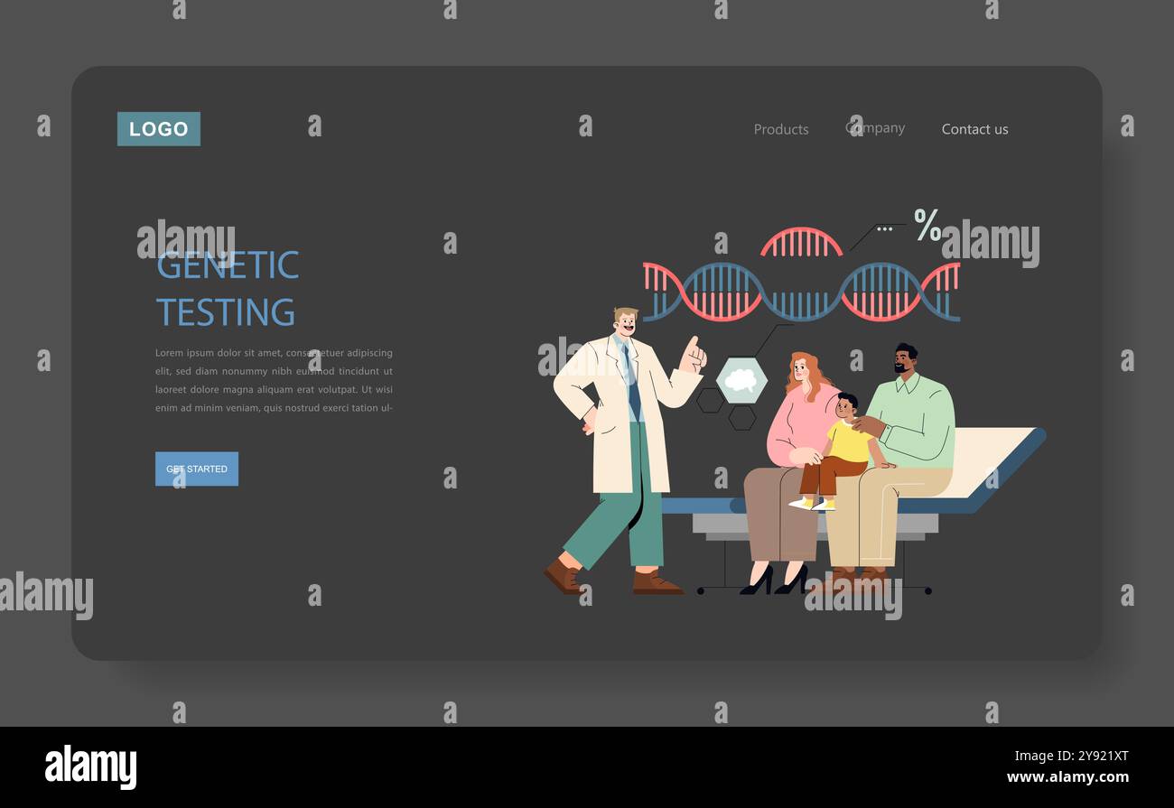 Genetic Testing concept. A scientist explains DNA analysis to a family ...