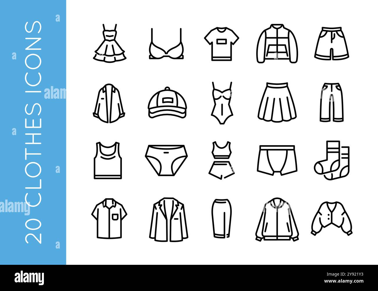 Clothing Icons. Set of 20 trendy minimal clothing icons Stock Vector ...