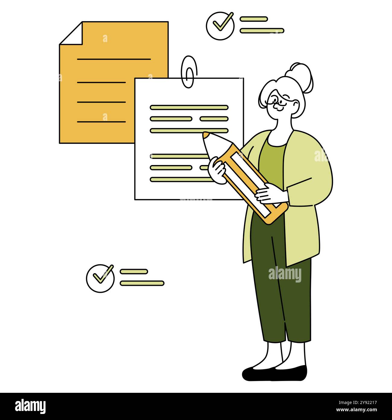 Woman paperwork mature Stock Vector Images - Alamy