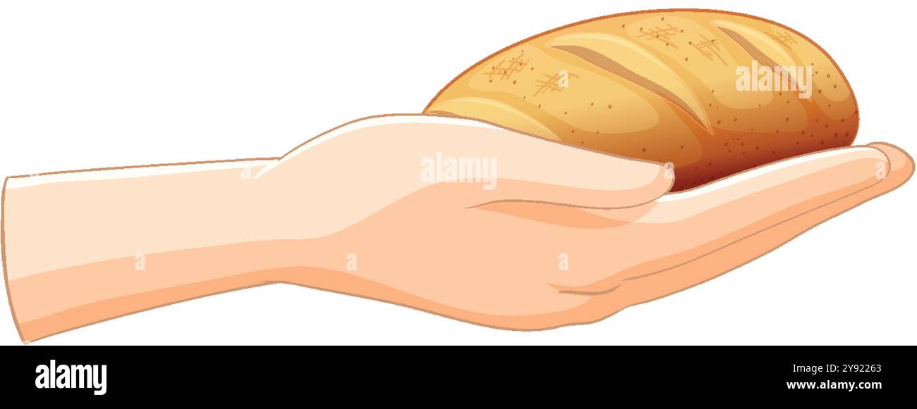 Illustration of a hand offering a loaf of bread Stock Vector Image ...