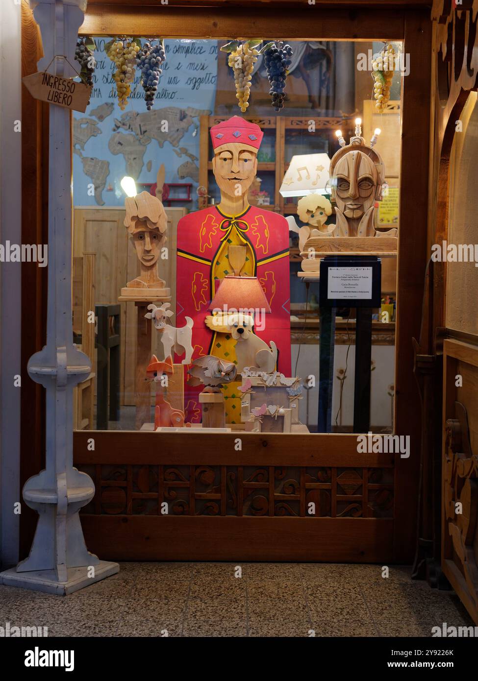 Quaint shop with all souvenirs and novelties made from wood in the town ...