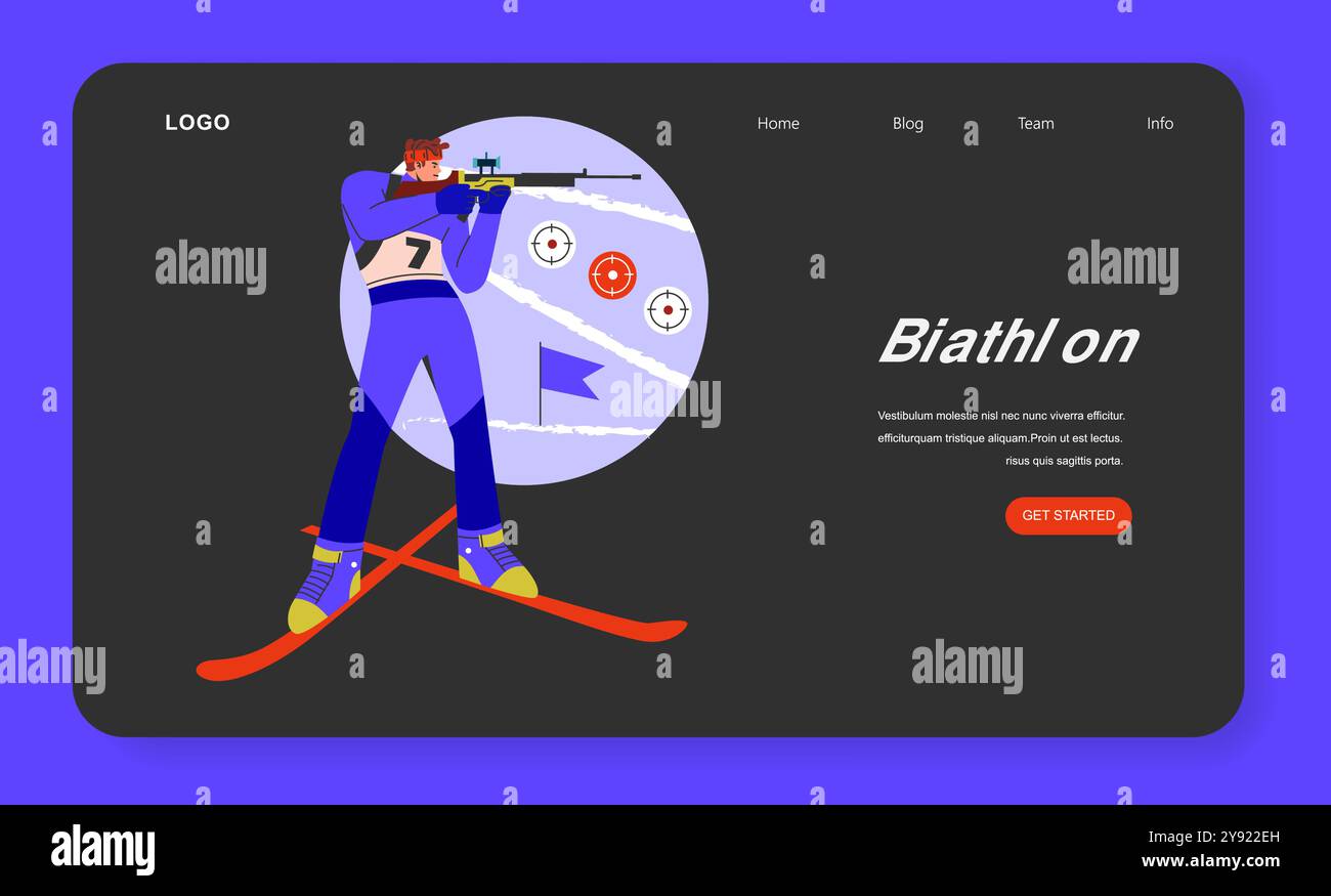 Winter sports concept. An athlete in a biathlon competition skis and ...