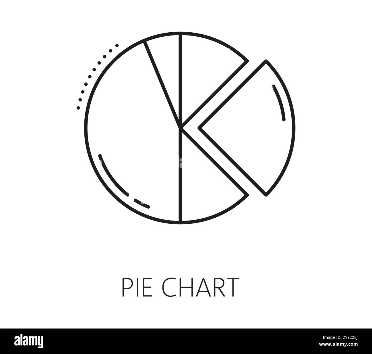 Business data analytics, pie chart line icon. Company performance report presentation outline ...