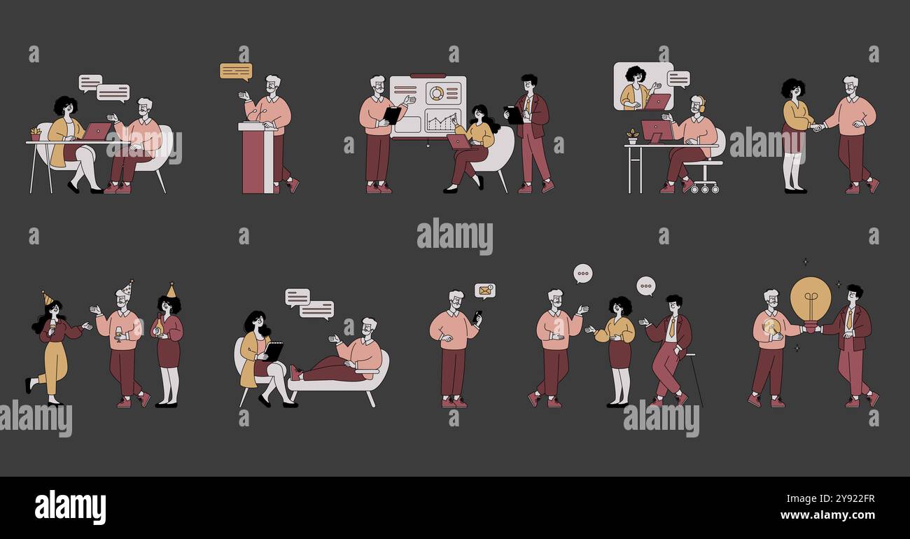 Business People set. Office collaboration and casual corporate ...