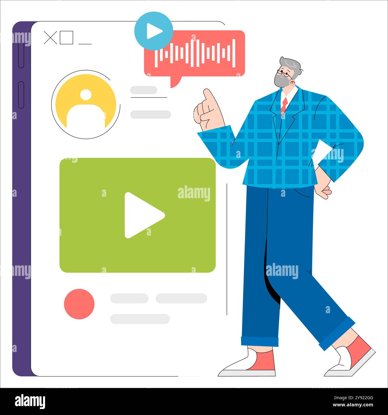 Senior executive presenting online through a digital platform, engaging ...