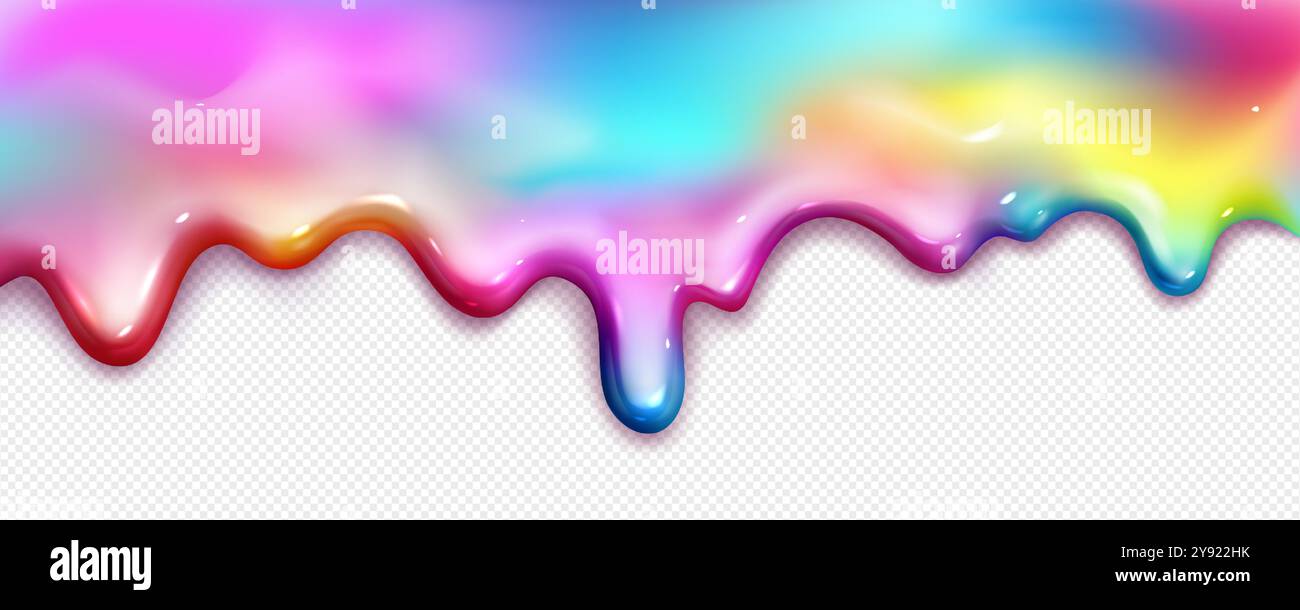 Rainbow color drip. 3d nail paint splash vector background. Liquid ...
