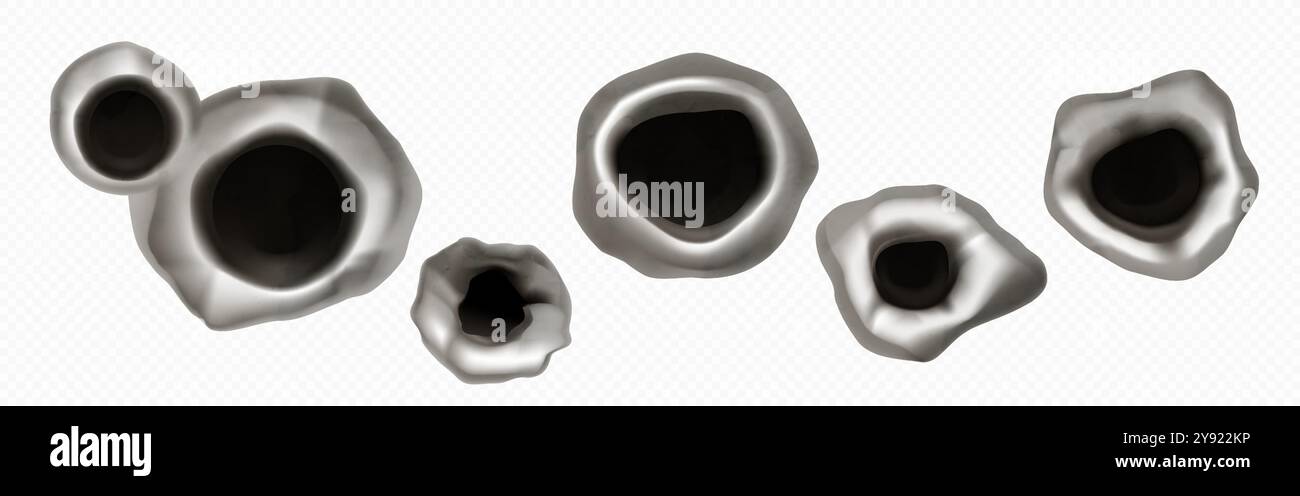 Bullet holes set isolated on transparent background. Vector realistic ...