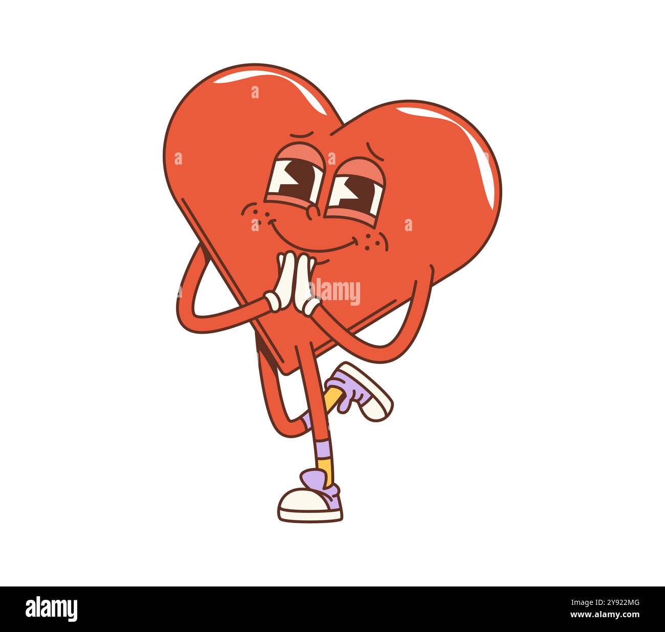 Cartoon groovy math geometric heart figure. Isolated vector personage ...