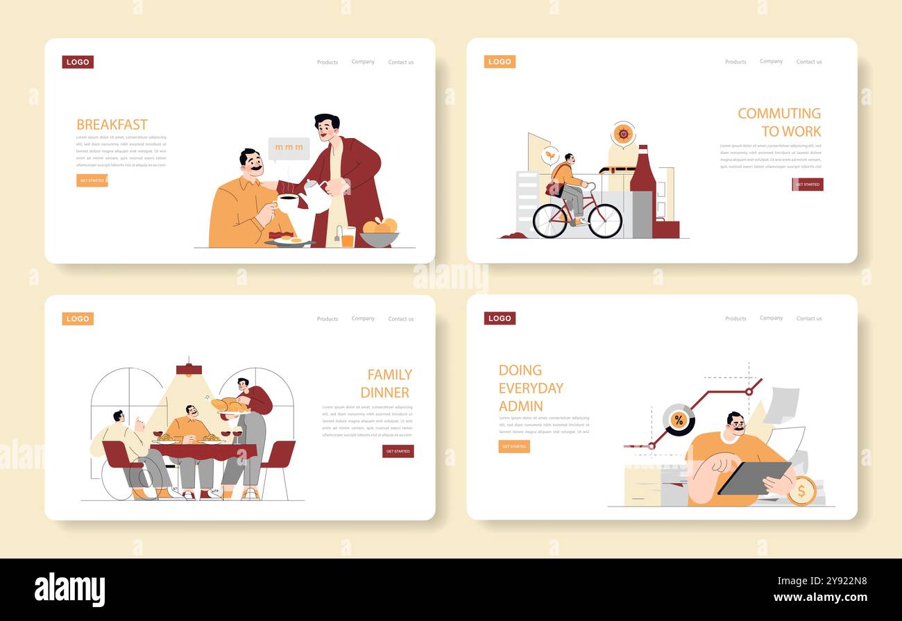 Vector illustrations that depict various modern activities, such as ...