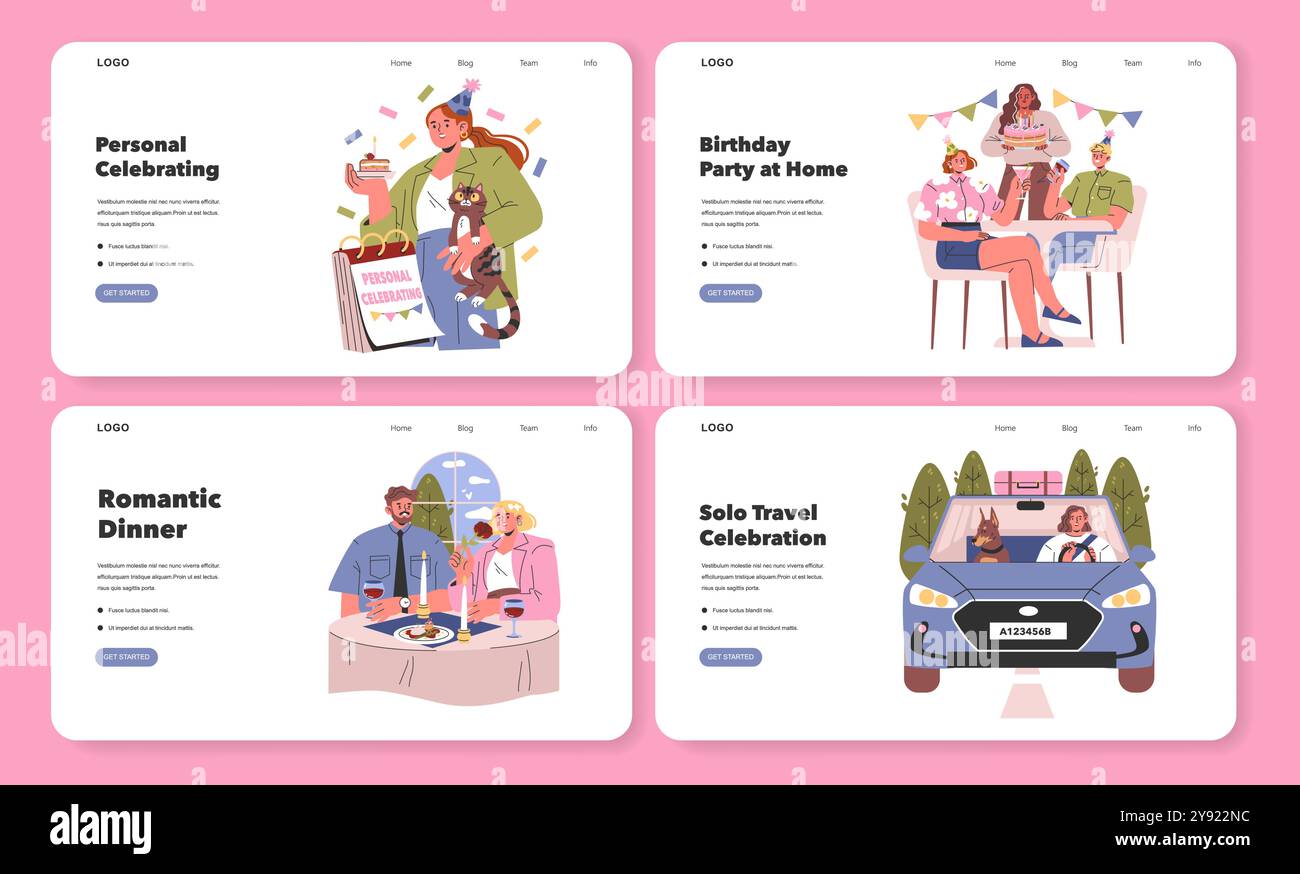 Celebration set. Moments of joy captured in diverse personal, birthday ...