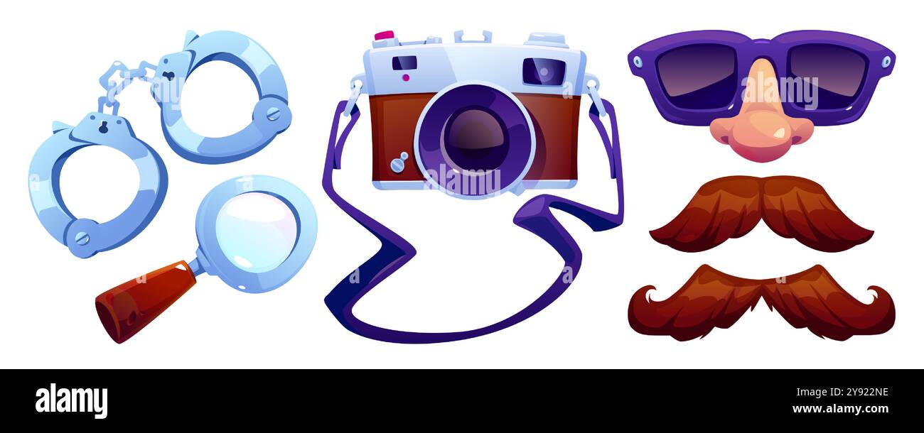 Private detective equipment set isolated on white background. Vector ...