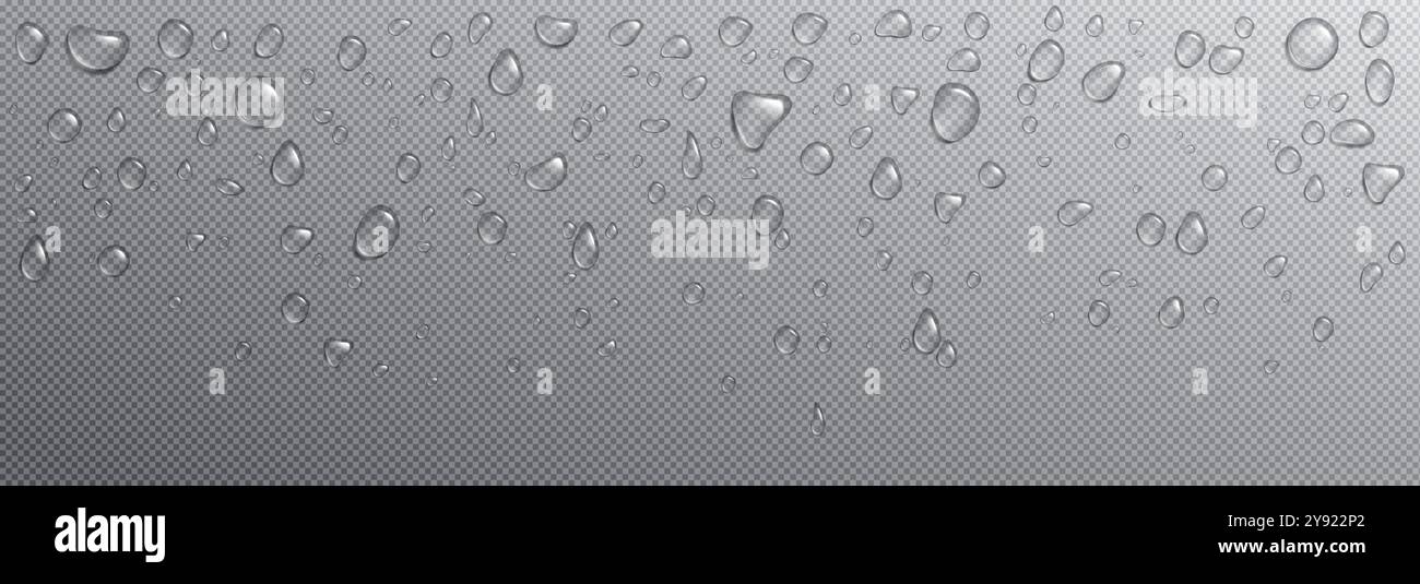 Water droplets on glass or window surface. Condensation round drops on ...