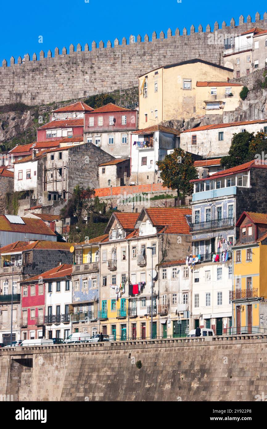 A rough and raw view of the city Porto with old ancient rusty buildings ...