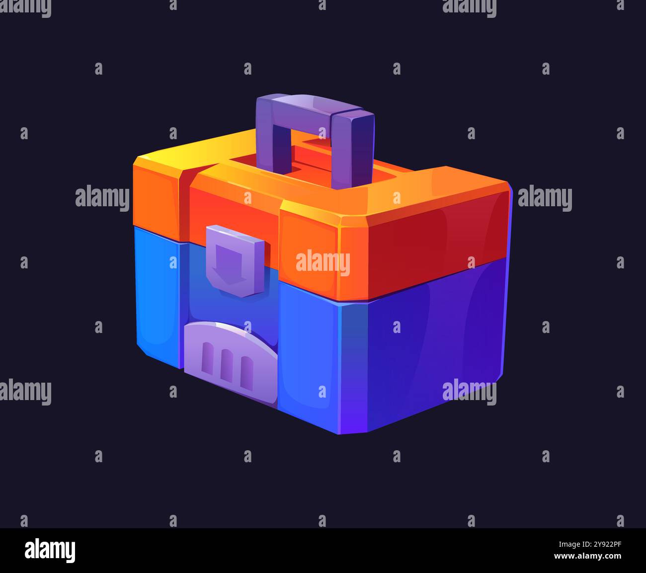 Cartoon futuristic sci fi game toolbox, space chest, features blue ...