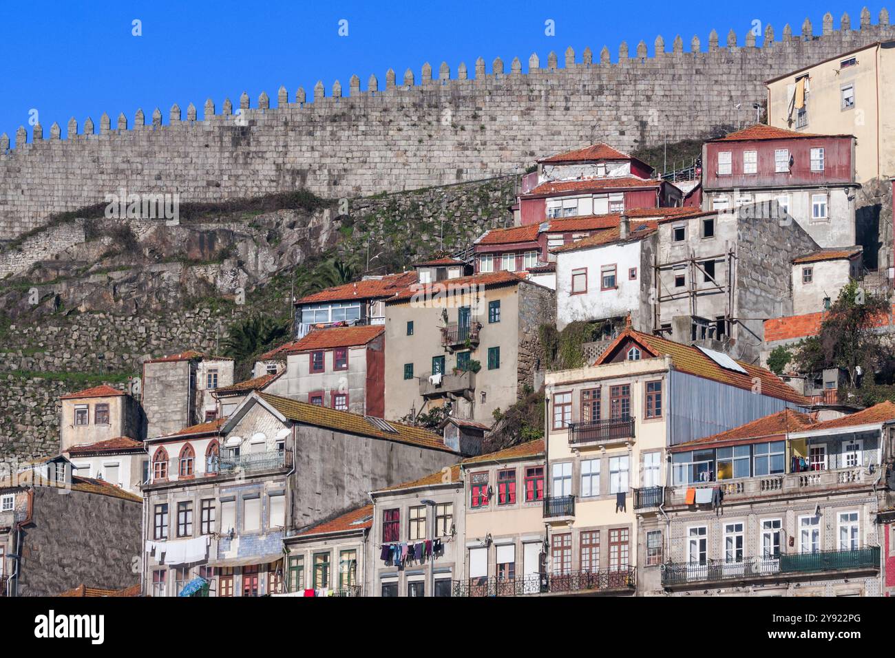 A rough and raw view of the city Porto with old ancient rusty buildings ...