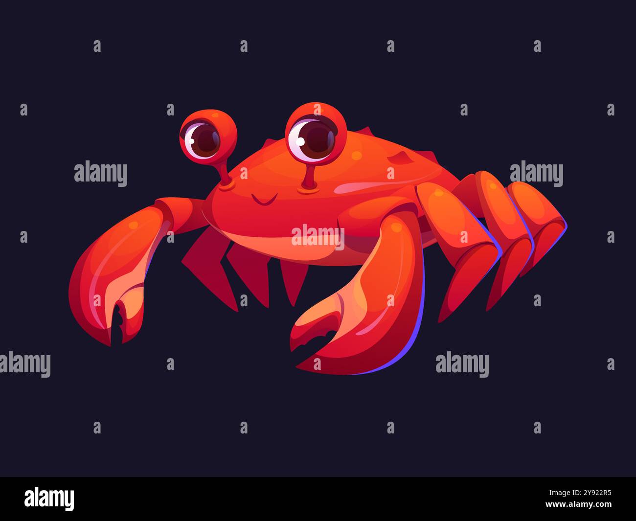 Cartoon crab character with red claws, expressive eyes and a big ...
