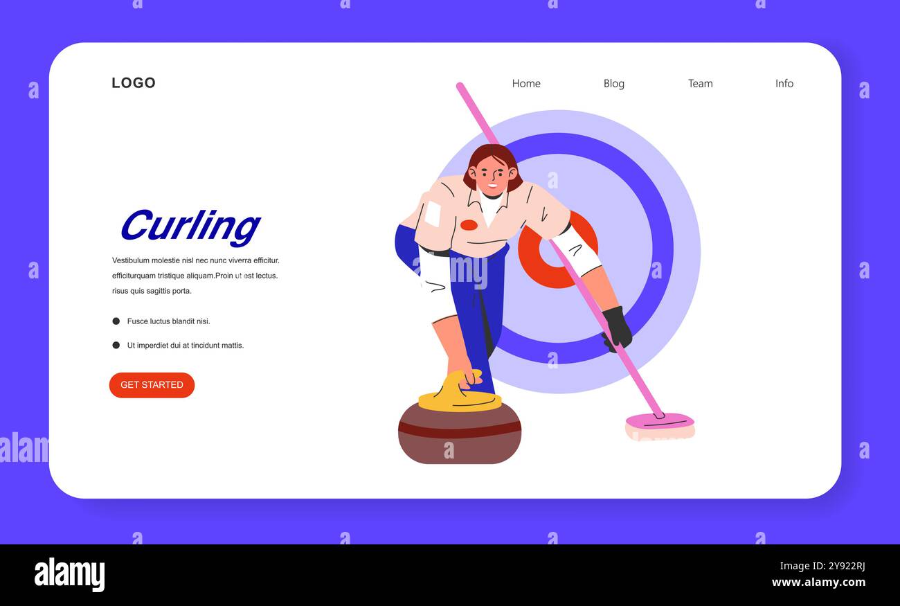 Winter Sports concept. Illustration of an athlete in a curling match ...