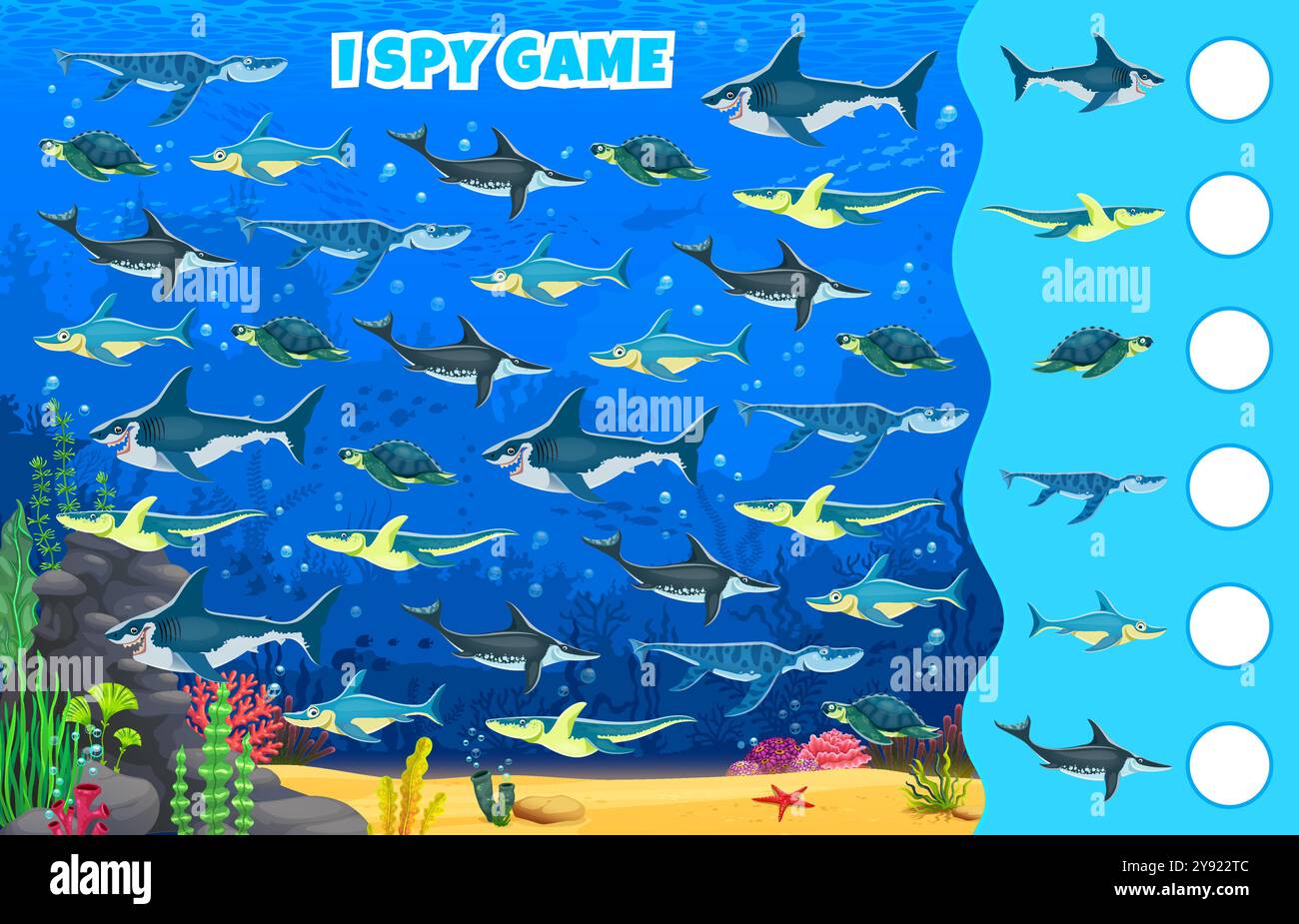 I spy game worksheet with prehistoric underwater reptiles and dinosaurs ...