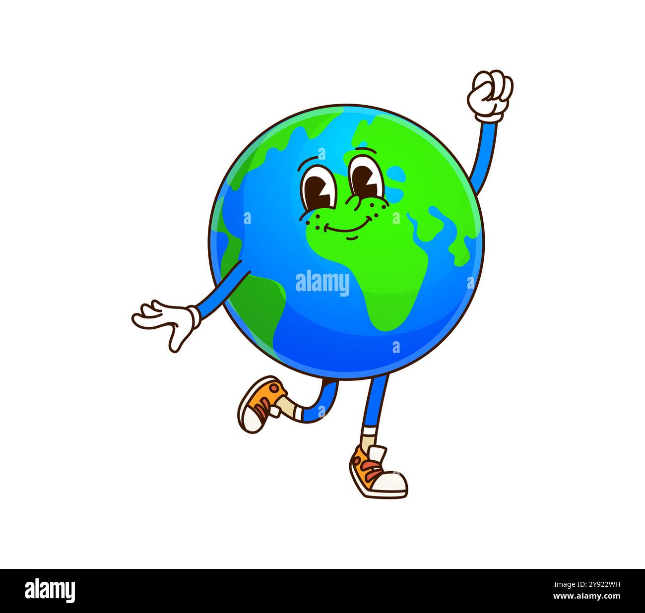 Earth solar system groovy planet character. Isolated cartoon vector ...