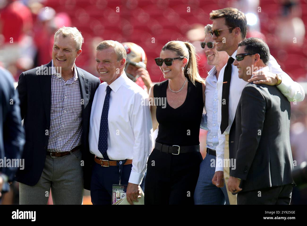 San Francisco 49ers general manager John Lynch, far left, and San ...