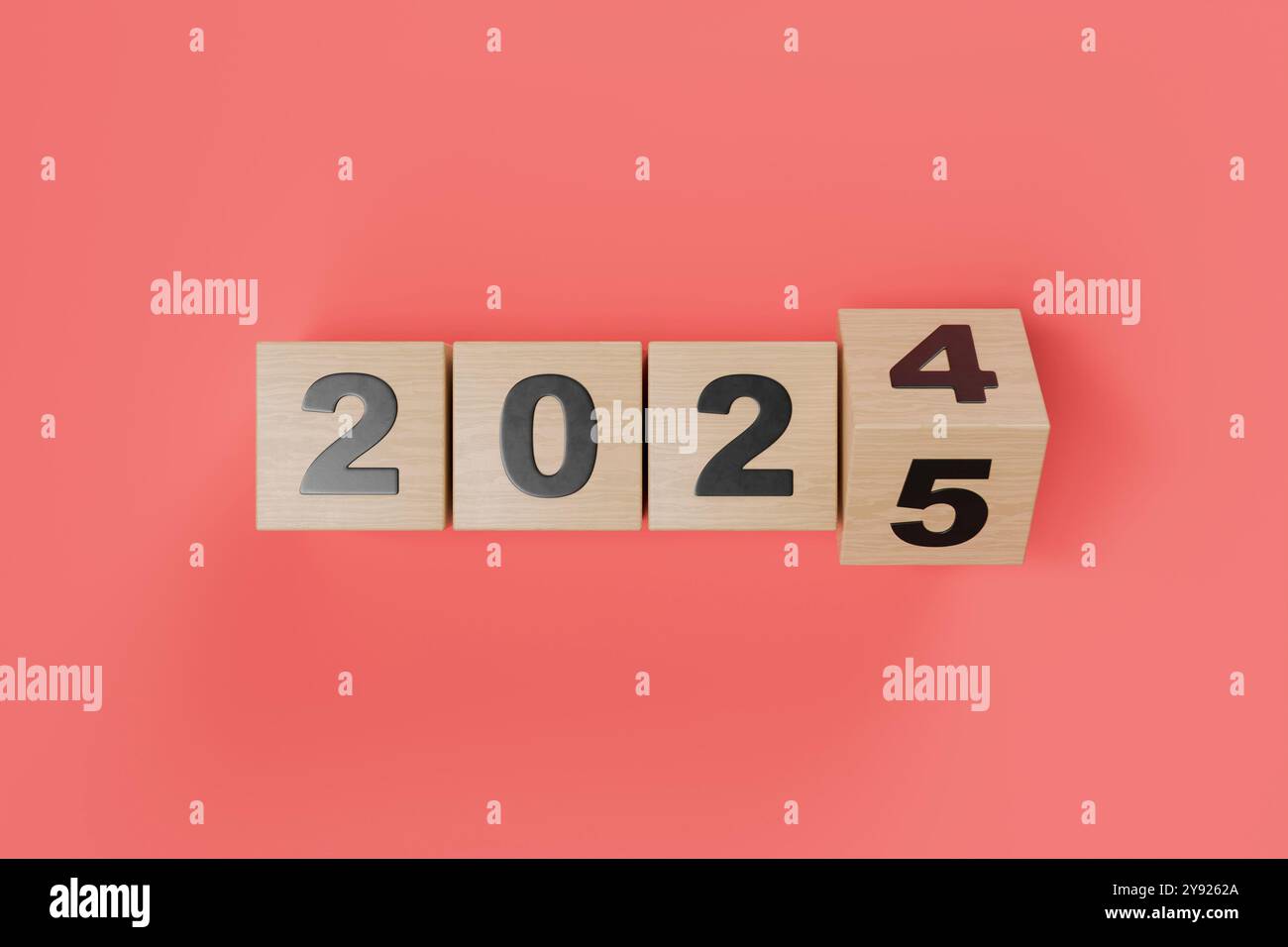 Wooden cubes changing towards the year 2025. New year concept and ...