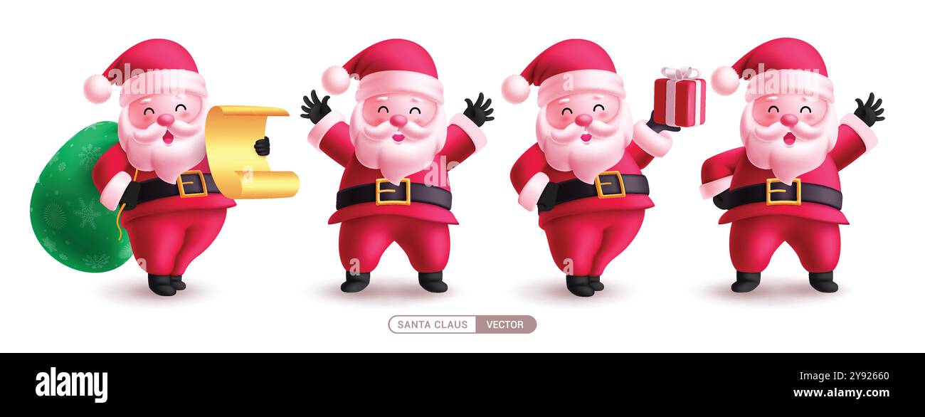Christmas santa claus characters vector set design. Santa claus ...