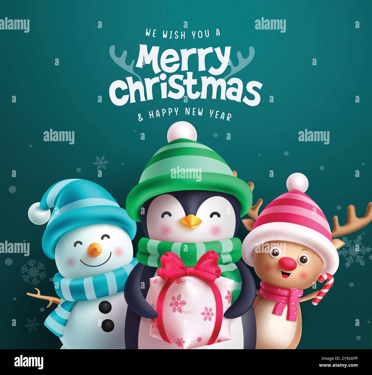 Reindeer penguin characters merry hi-res stock photography and images ...