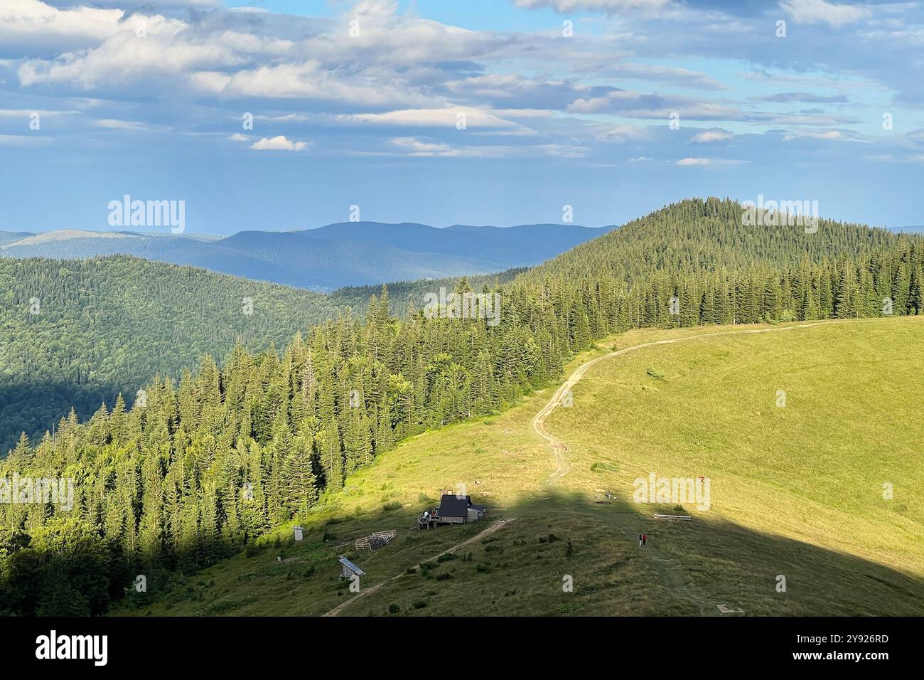 Serene Ukrainian landscape with rolling hills covered in lush green ...