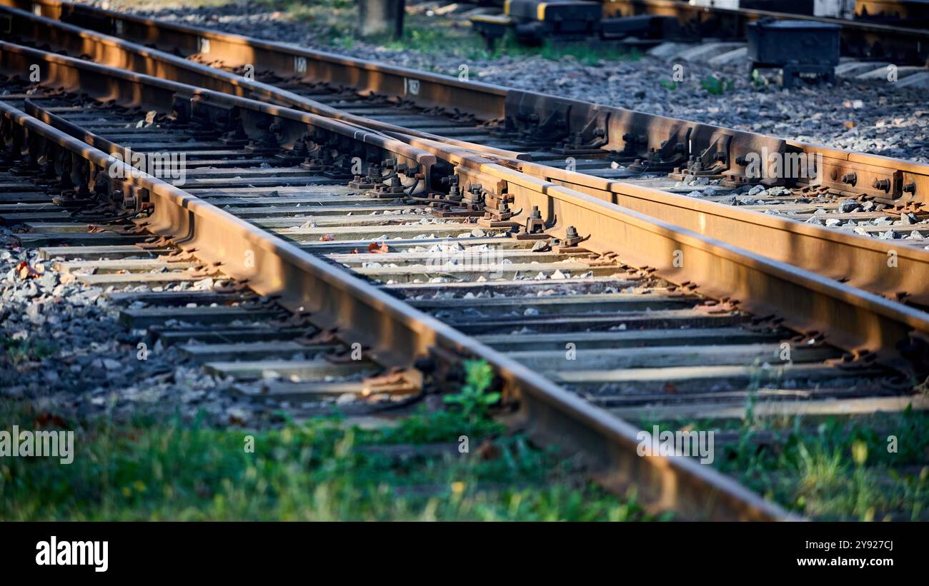 Large empty railroad crossing without fork. Concept of industrial ...