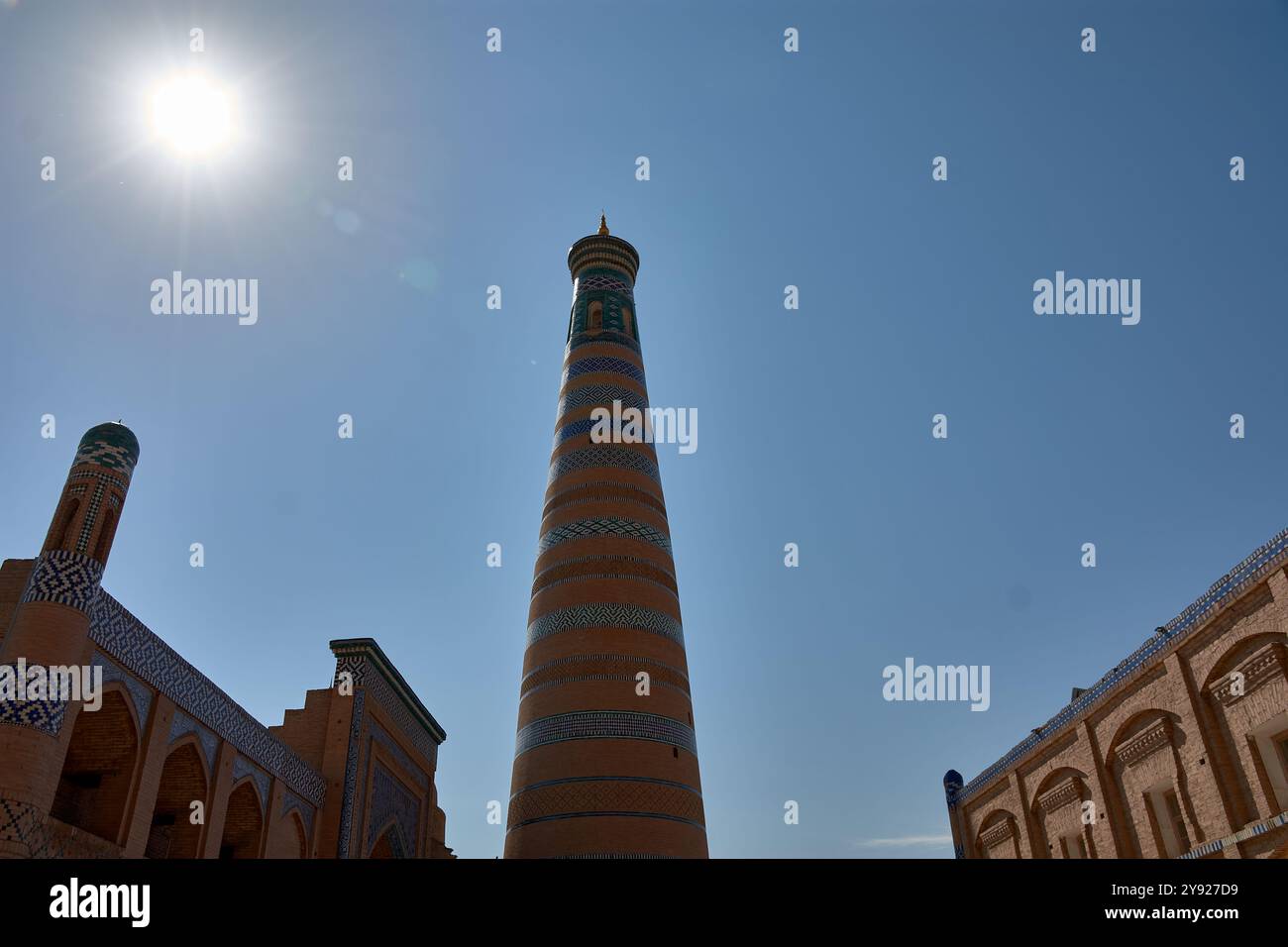 The towering Islam Khoja Minaret, an iconic structure in Khiva ...