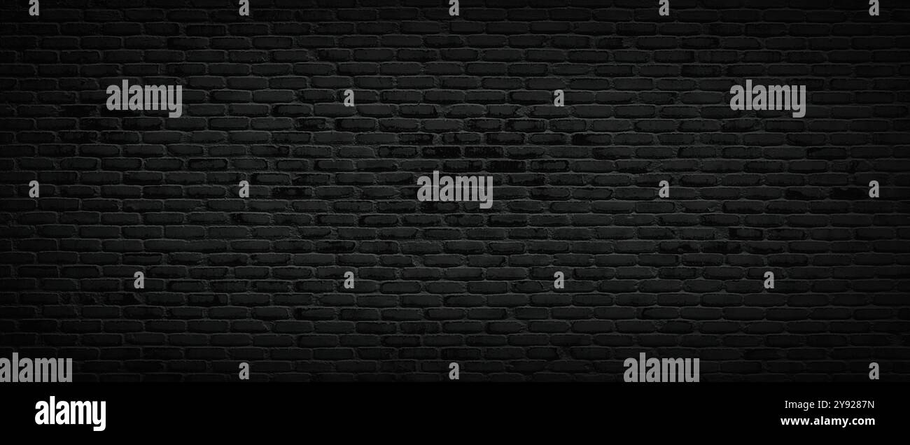 black brick wall, dark brickwork texture as a background for inserting ...