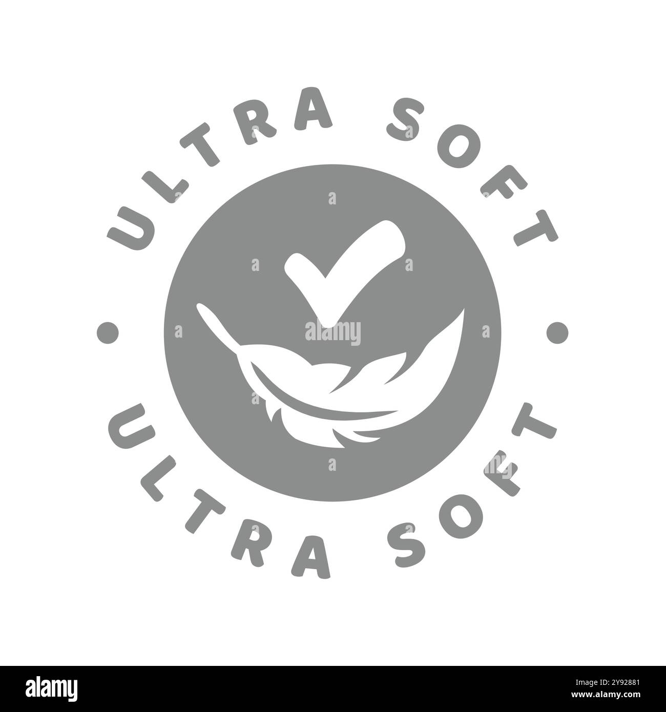 Ultra soft label with feather. Circle material or fabric sticker Stock ...