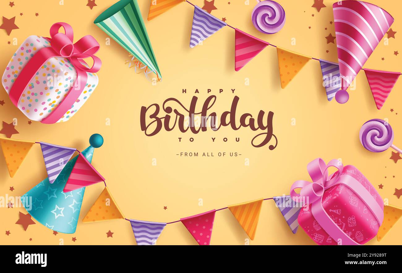 Happy birthday greeting vector background design. Birthday greeting ...