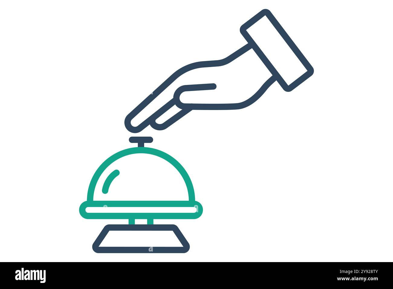 Desk bell icon. line icon style. hand with bell. icon related to ...