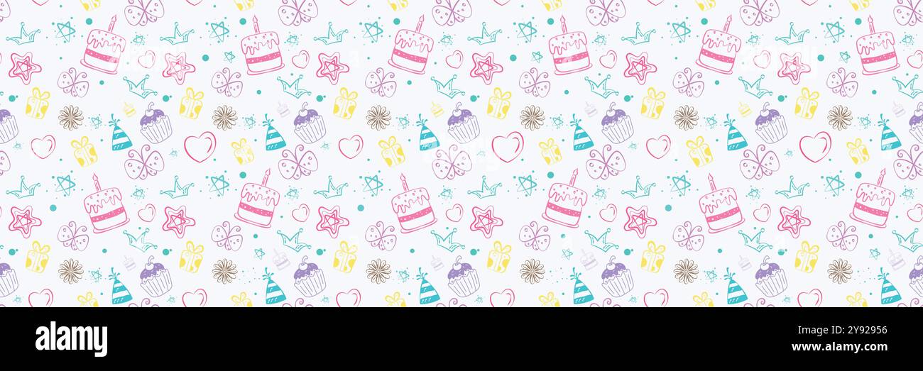 Birthday seamless pattern vector background design. Birthday colorful ...