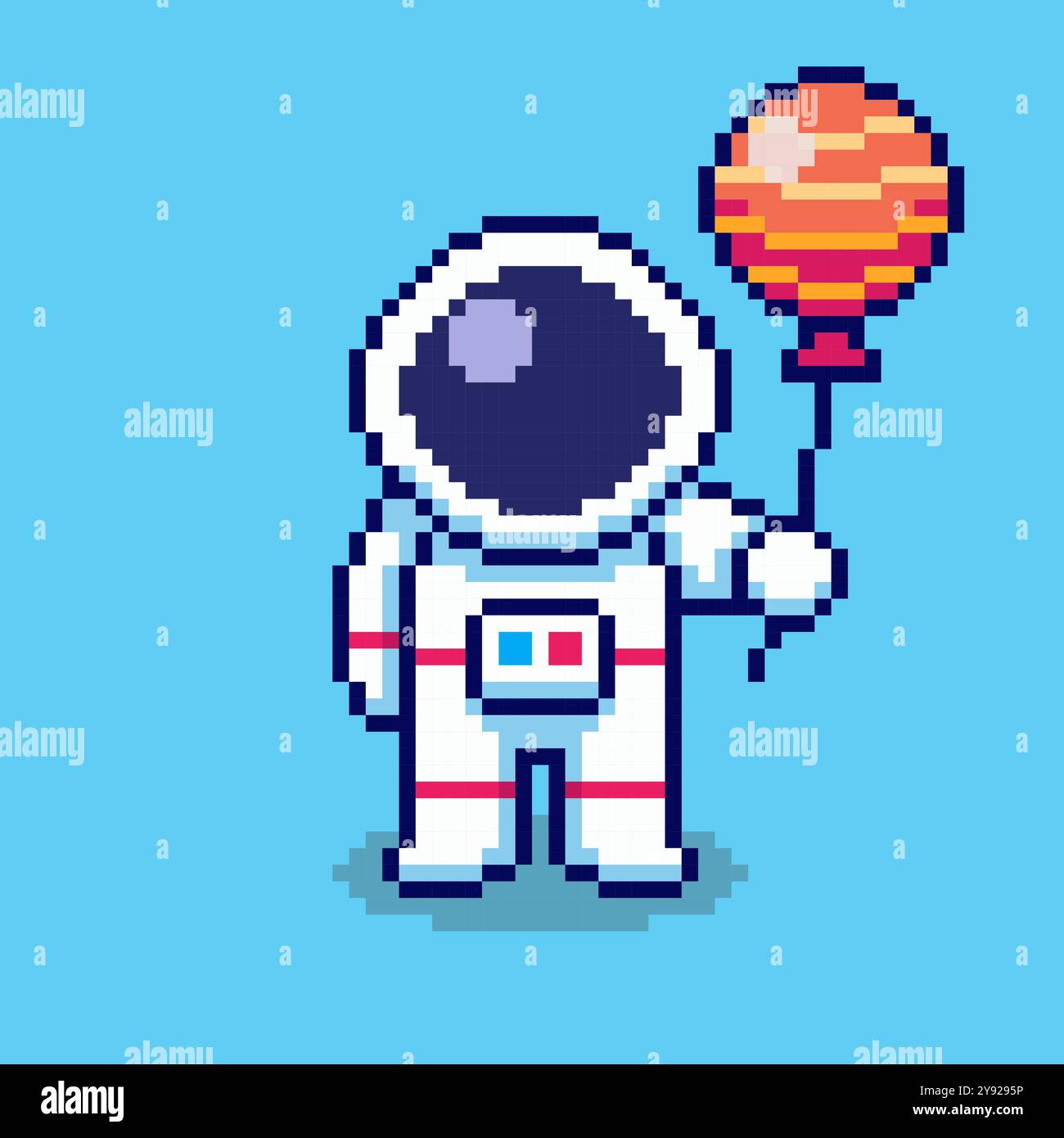 Pixel art Astronaut Holding Planet Balloon game asset design Stock ...