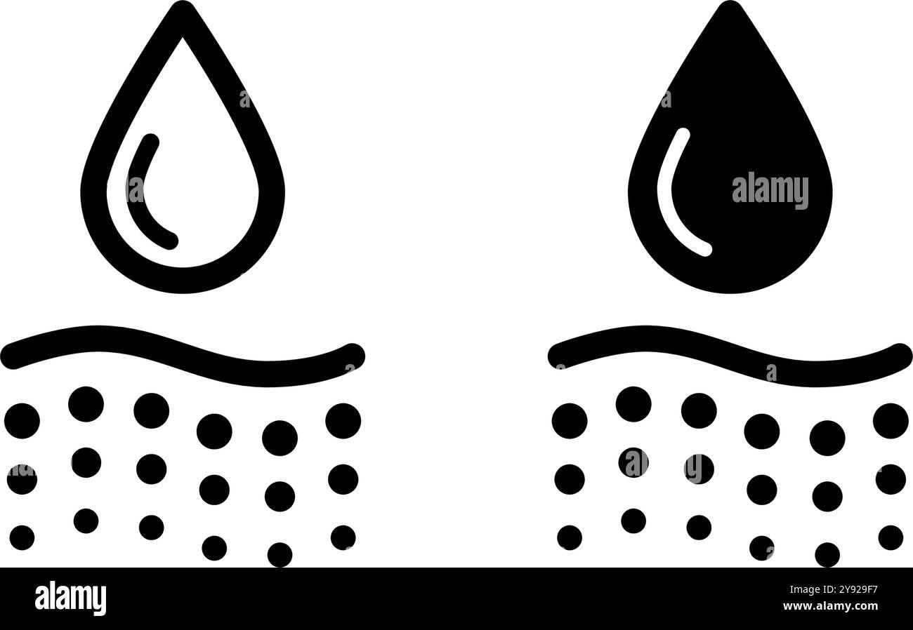 Water absorbent icon. Skin deep hydration symbol. Face care effect ...