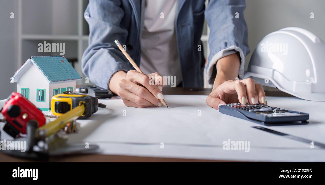 Architectural Engineer Designing Construction Plans with Calculation ...