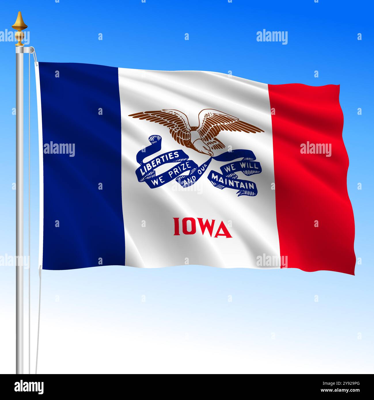 Iowa US federal state waving flag, United States, vector illustration ...