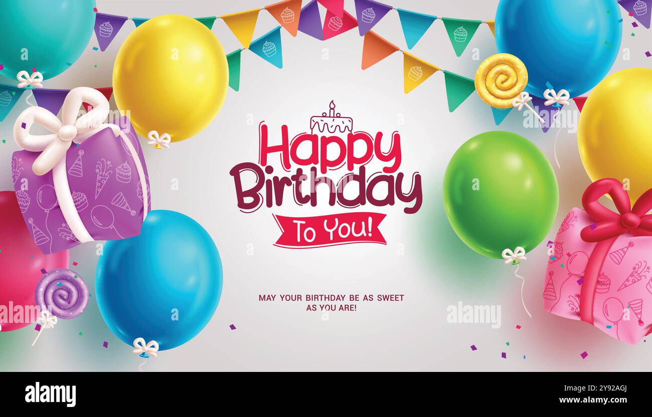 Happy birthday greeting vector background. Birthday greeting text with ...