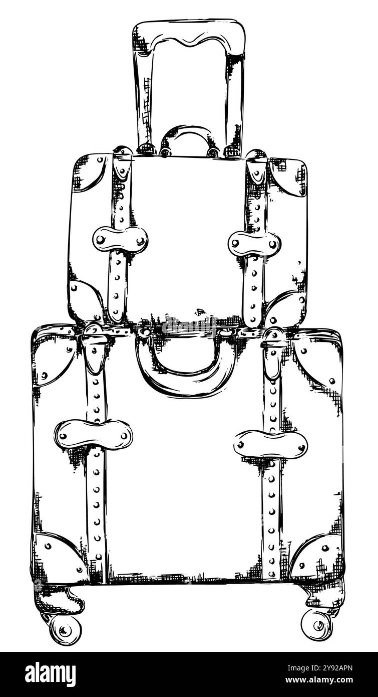 Hand drawn sketch suitcase Black and White Stock Photos & Images - Alamy