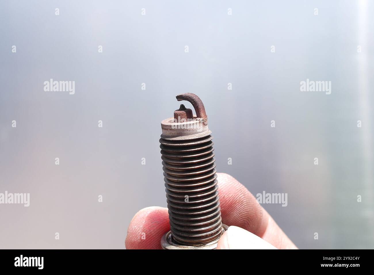 Dirty and damaged spark plugs , close up of old spark plugs of car ...