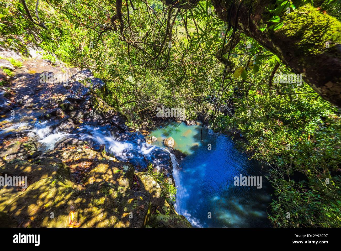 Beautiful view from the top of the Tamarind waterfalls, also known as ...