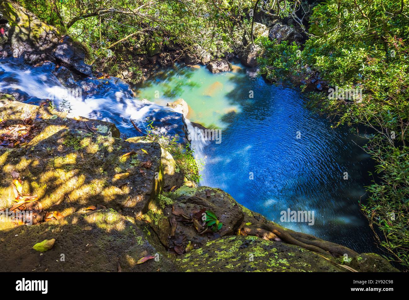Beautiful view from the top of the Tamarind waterfalls, also known as ...