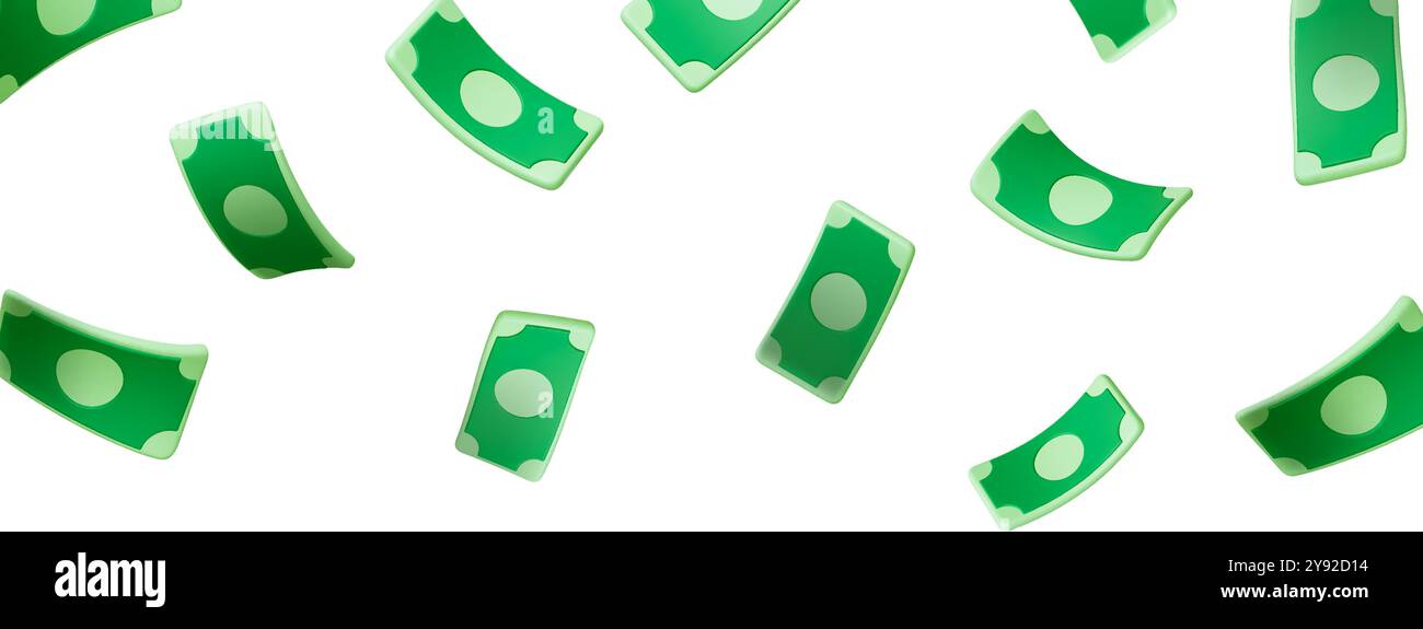 Falling green banknotes, 3d money concept. Banking, finance profit ...