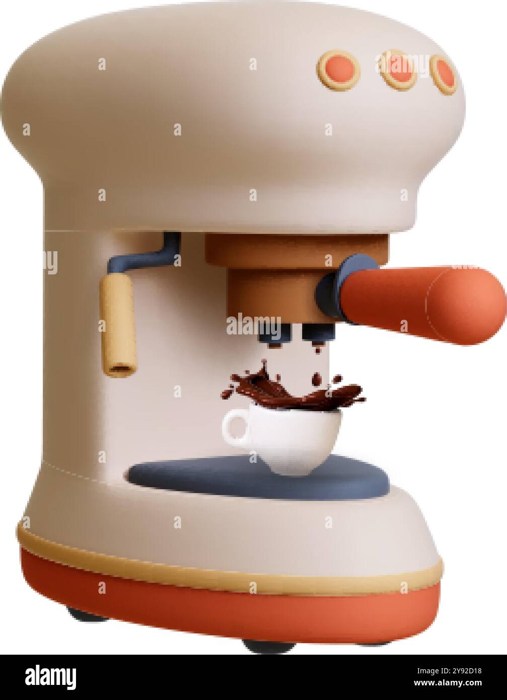 Morning routine. Coffee maker brews coffee, drops falling in white cup ...