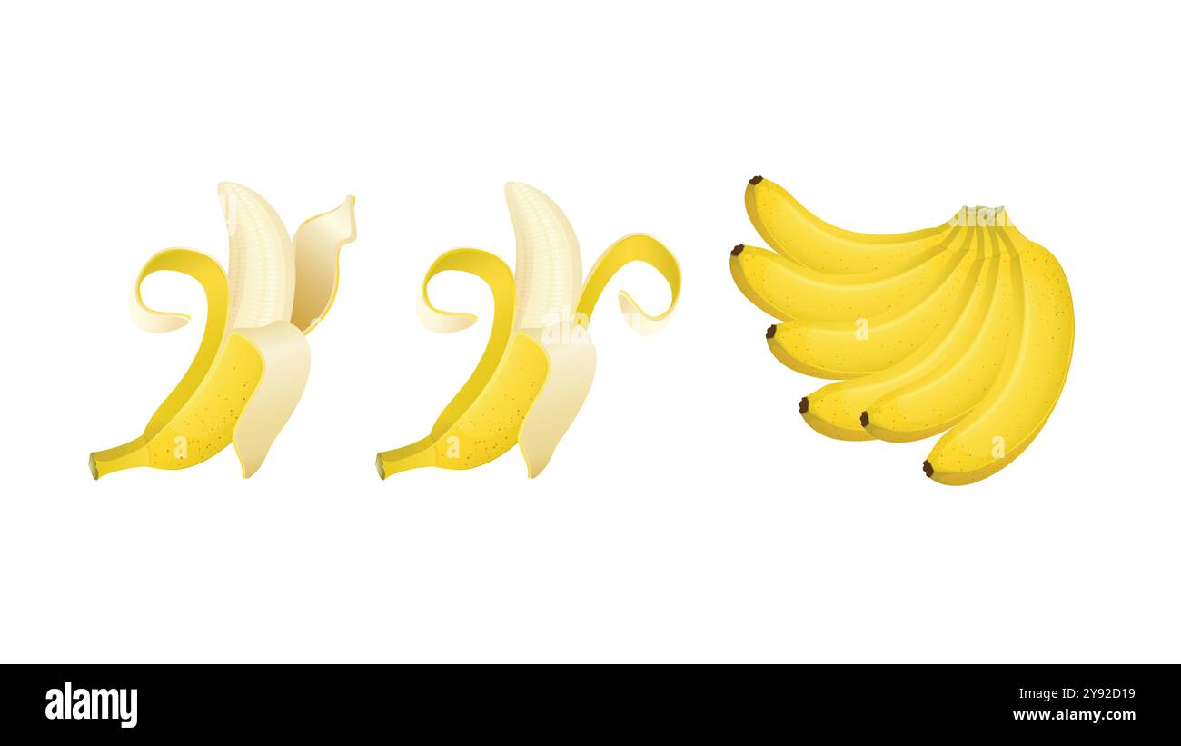 Creative Banana Vector Design: A Cluster of Fresh, Yellow Bananas Stock ...