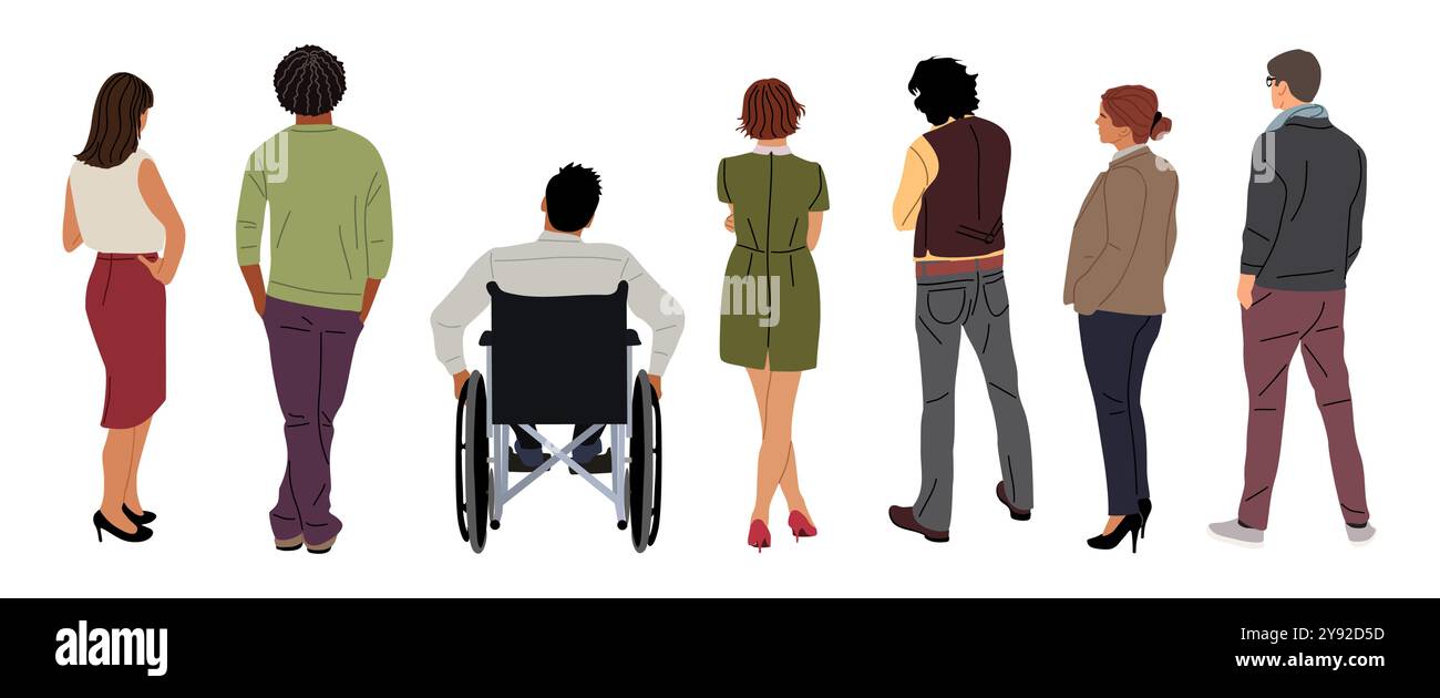 Set of diverse business people standing rear view Stock Vector Image & Art - Alamy