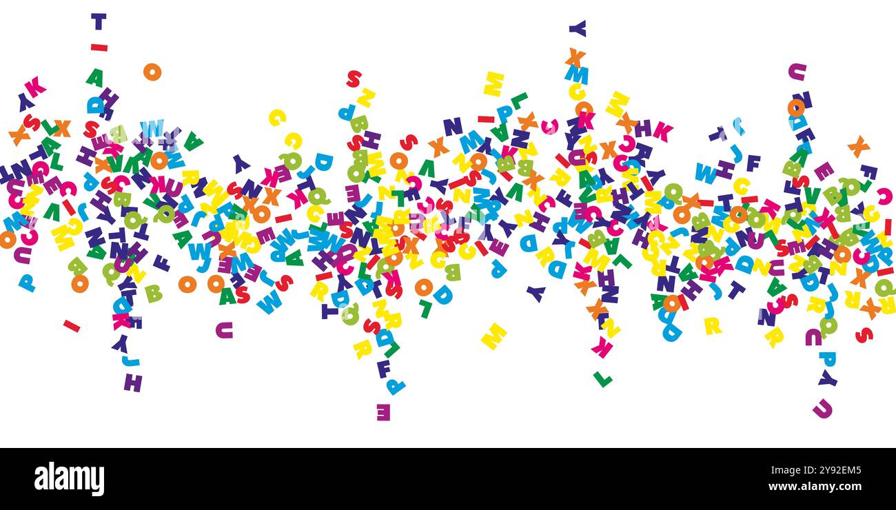 Scattered letters of latin alphabet. Colorful childish floating ...